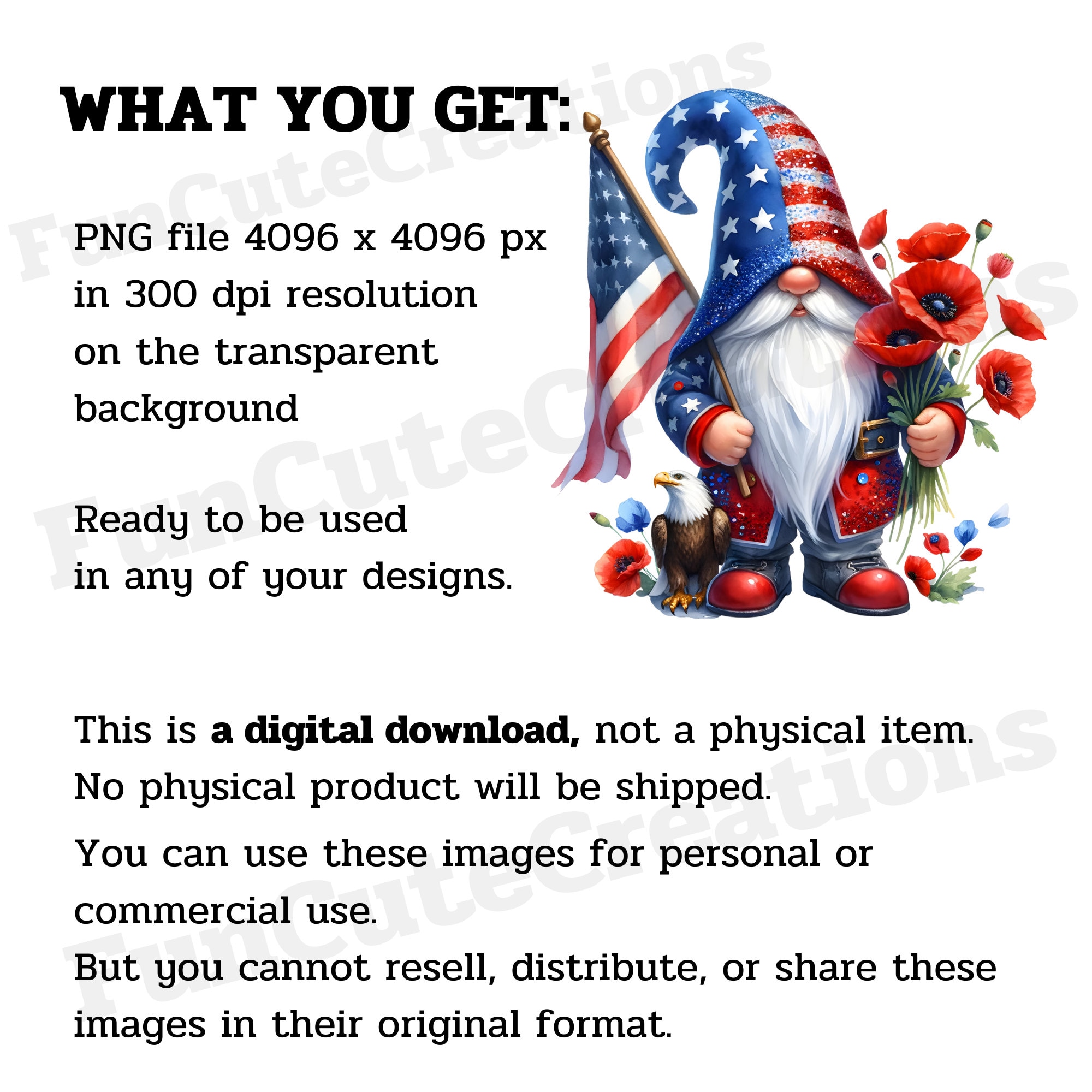 Memorial Day Gnome Clipart, 4th of July Gnome PNG, Patriotic Gnome ...