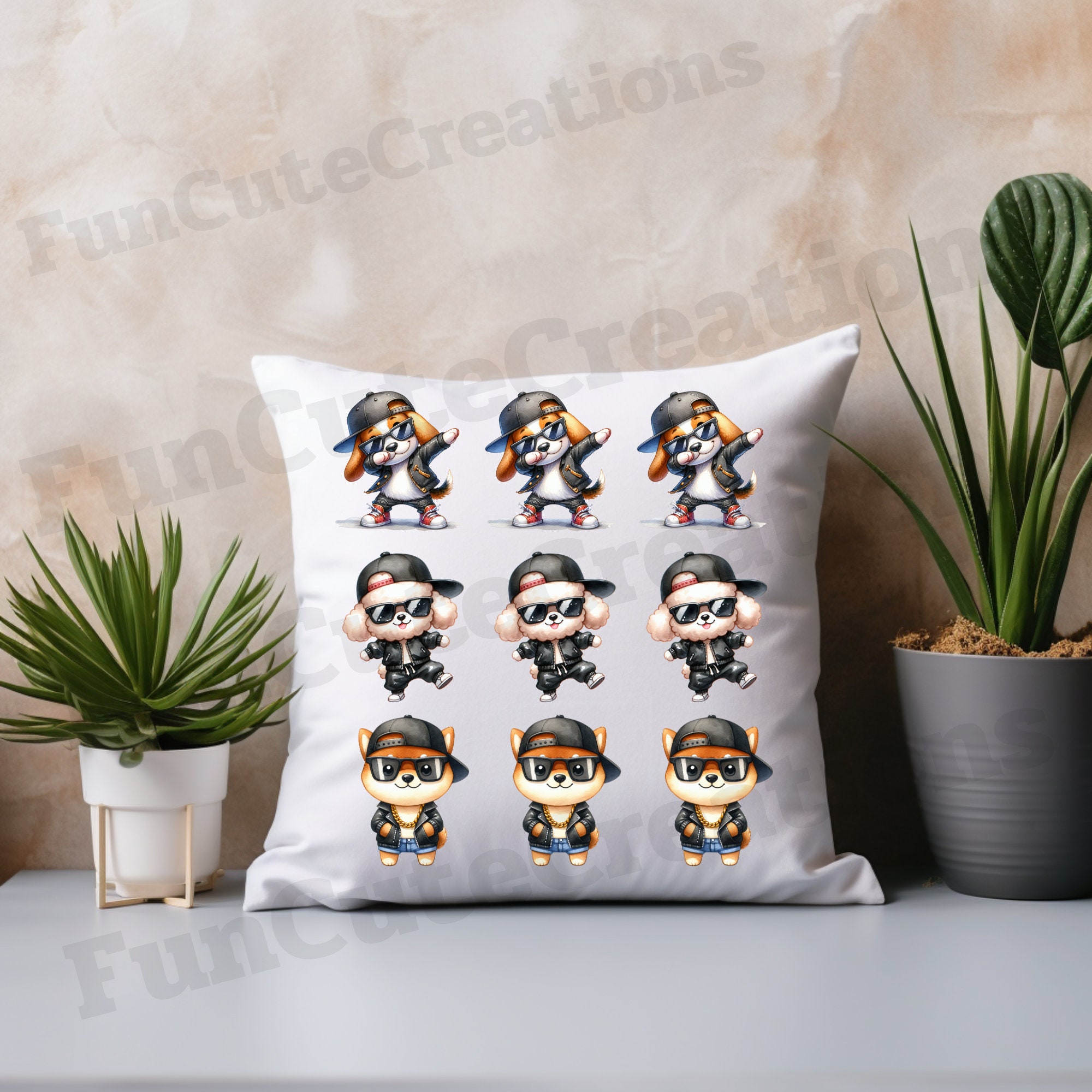 Cute Rapper Dogs Watercolor Clipart, Cute Rapper Dogs Clipart ...