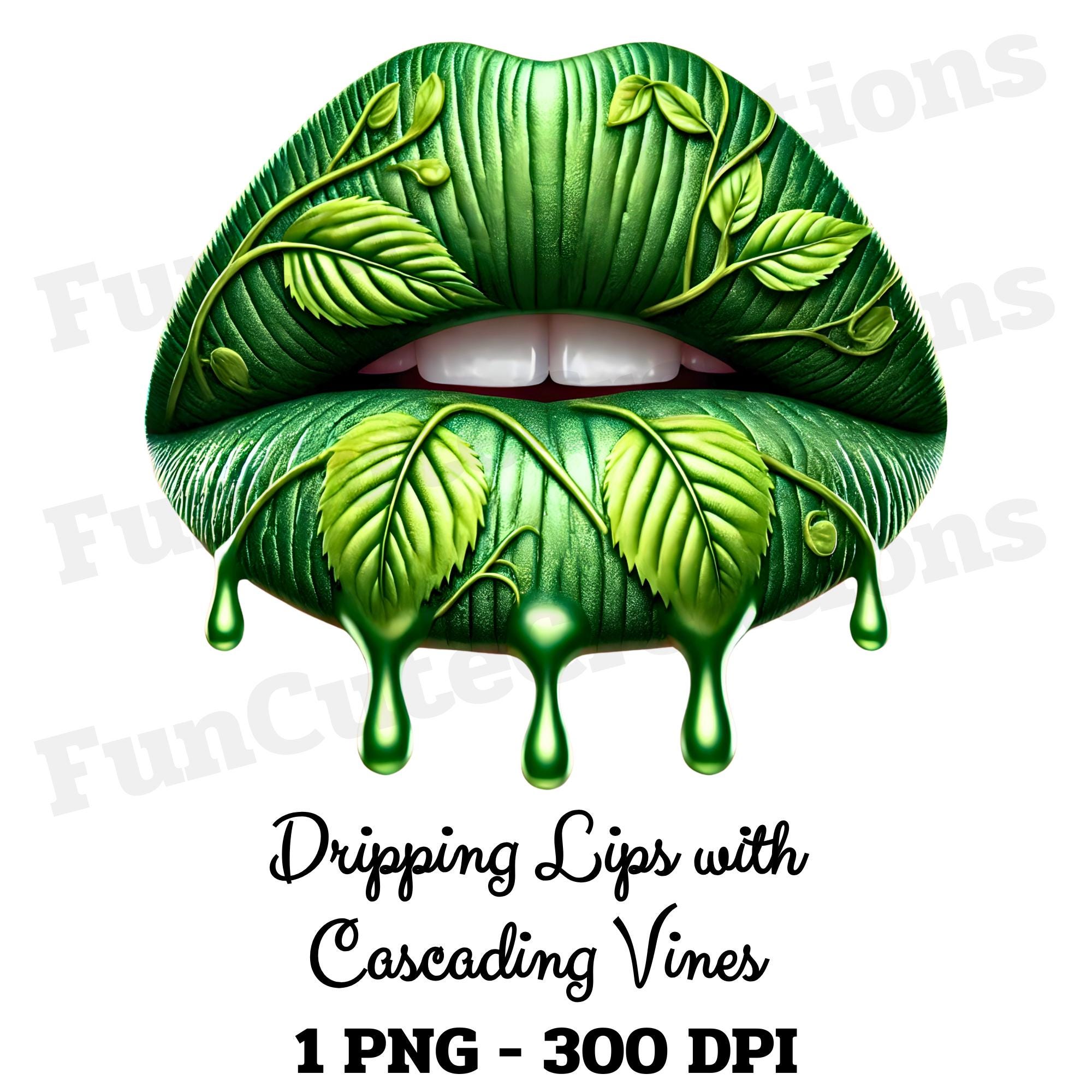 Dripping Lips With Cascading Vines PNG, Cascading Vines Clipart ...