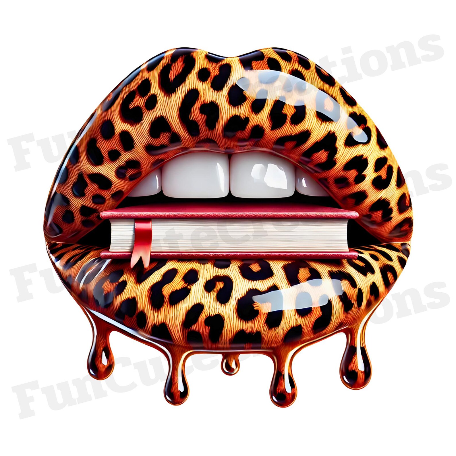 Leopard Dripping Lips With Book PNG, Book Lover Clipart, Leopard Print ...