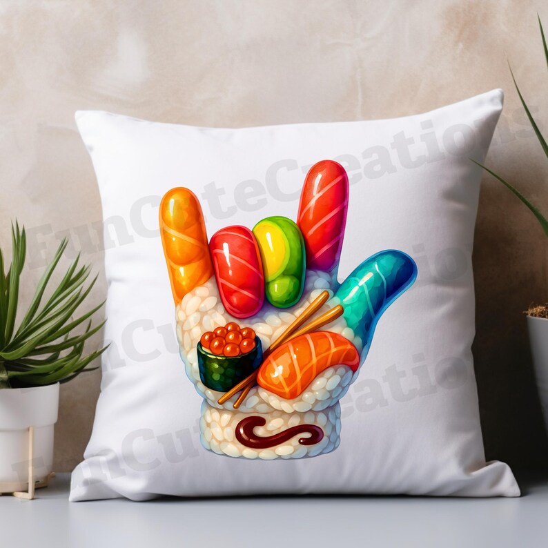 Sushi Hand Glove I Love You ASL PNG, Sushi Hand Sign Design, Sushi ...