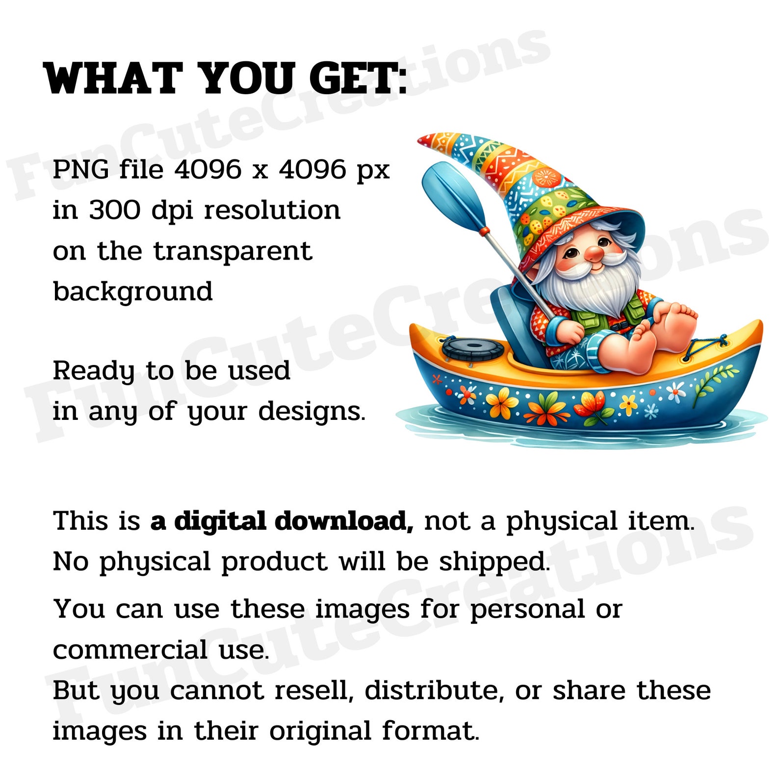 Kayak Gnome Clipart, Kayak Clipart, Camping Gnome, Water Sport Gnome ...