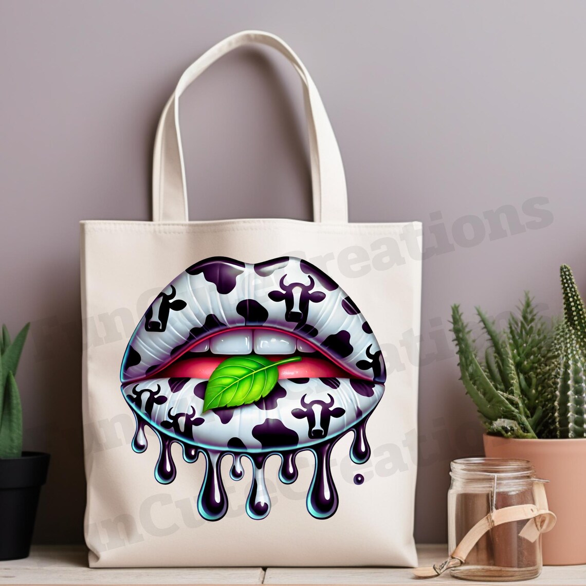 Cow Dripping Lips With Leaf PNG, Animal Print Lips PNG, Cow Print Lips ...