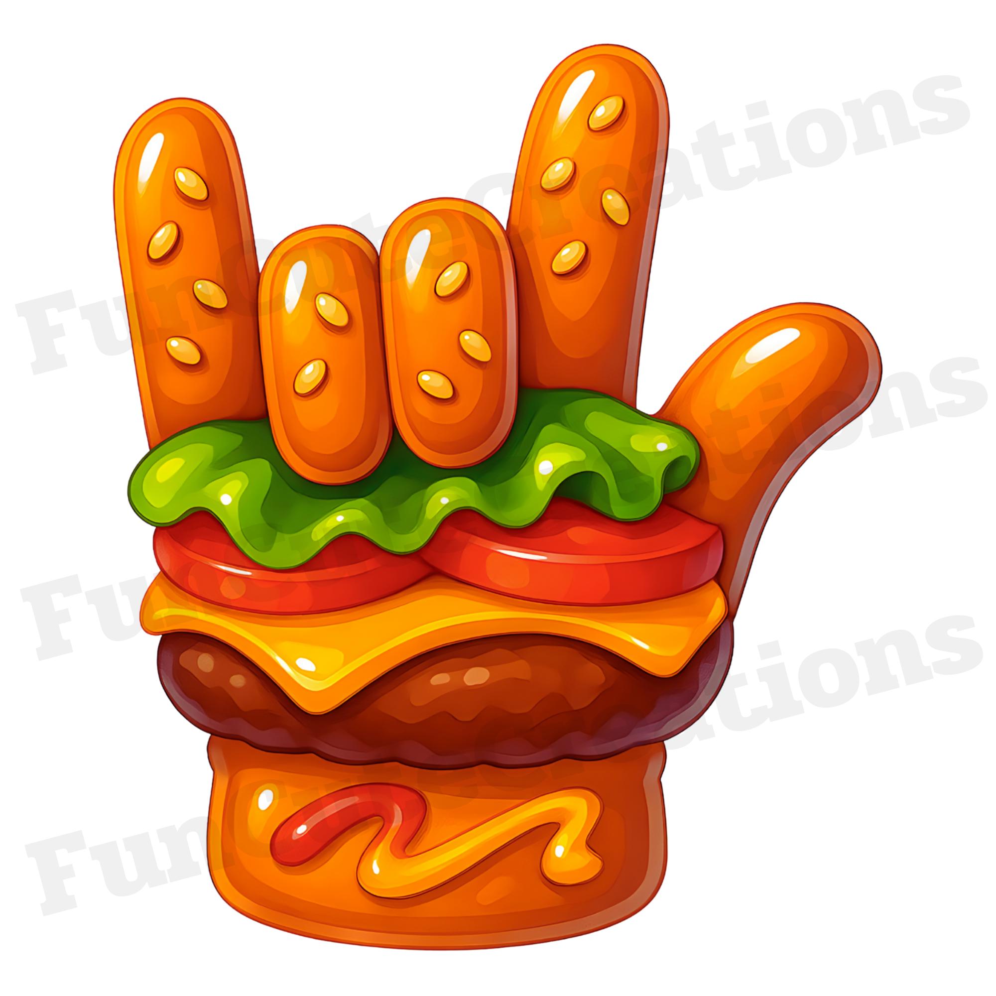 Burger Hand Glove I Love You ASL PNG, Cheeseburger Clipart, Fast Food ...