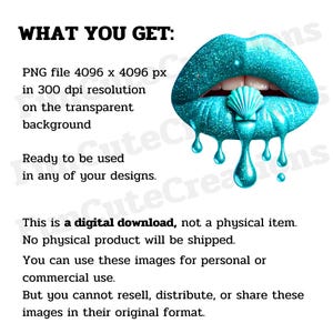 Turquoise Dripping Lips With Seashell PNG, Seashell Lips PNG, Ocean ...