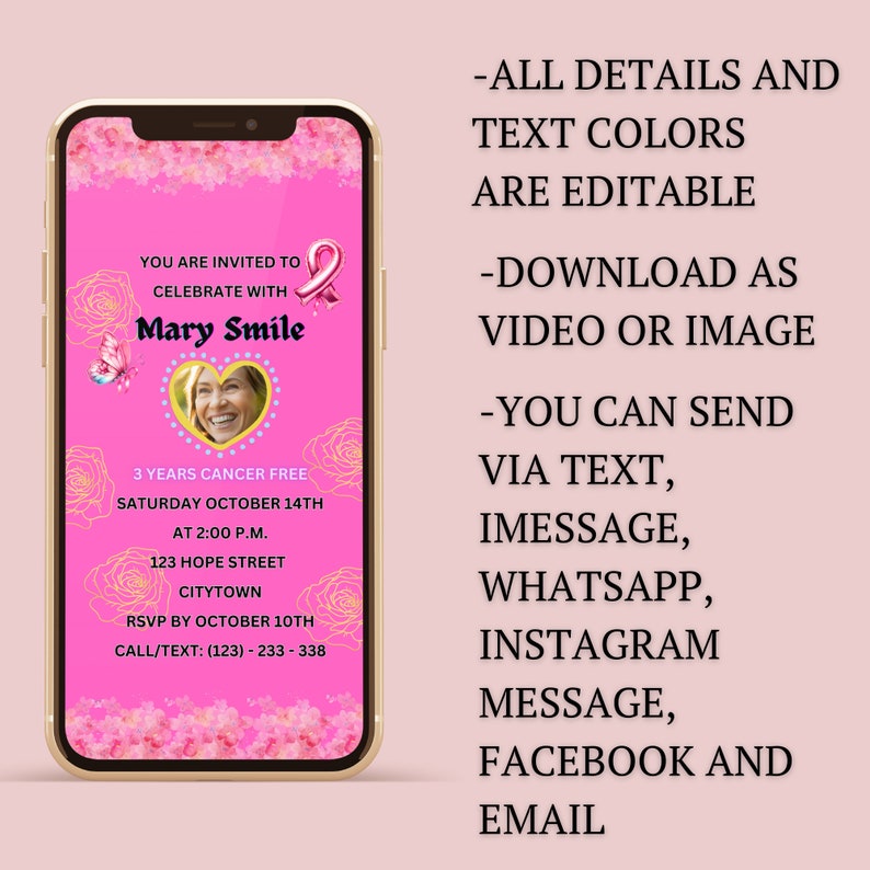 Breast Cancer Survivor Invitation, Digital Breast Cancer Survivor ...