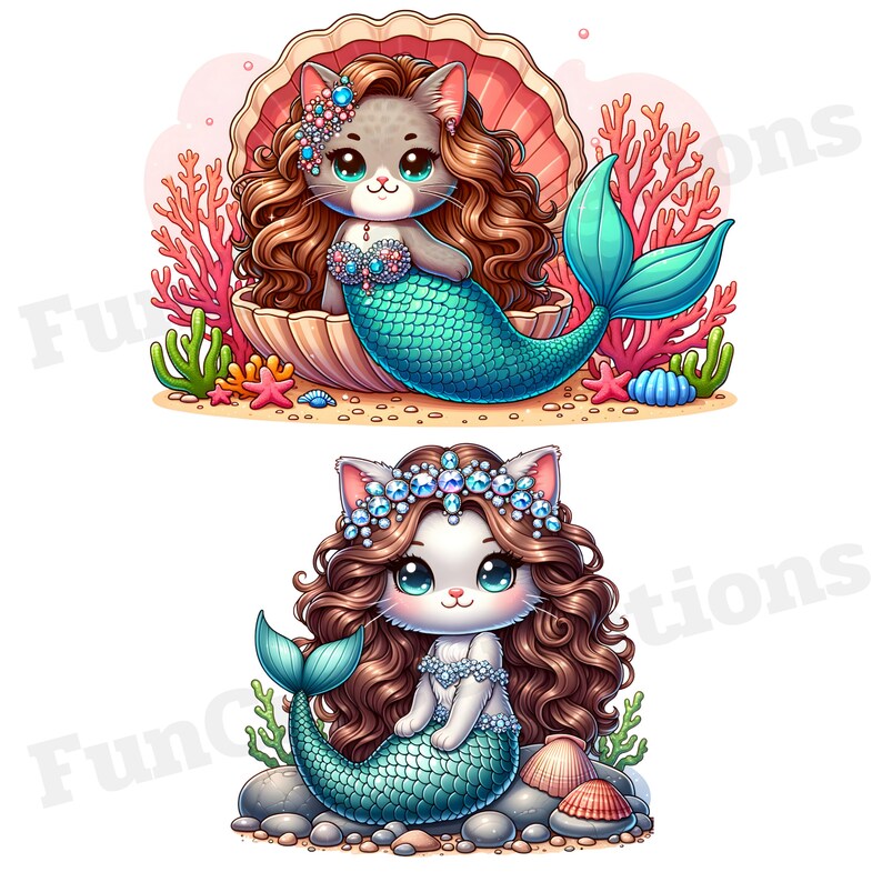 Cat Mermaid Clipart, Mermaid Clipart, Cat Clipart, Meowmaid Clipart ...
