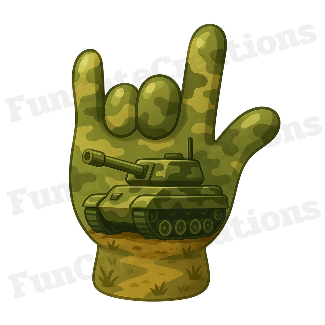 Military Tank Hand Glove I Love You ASL PNG, Camouflage Tank Clipart ...