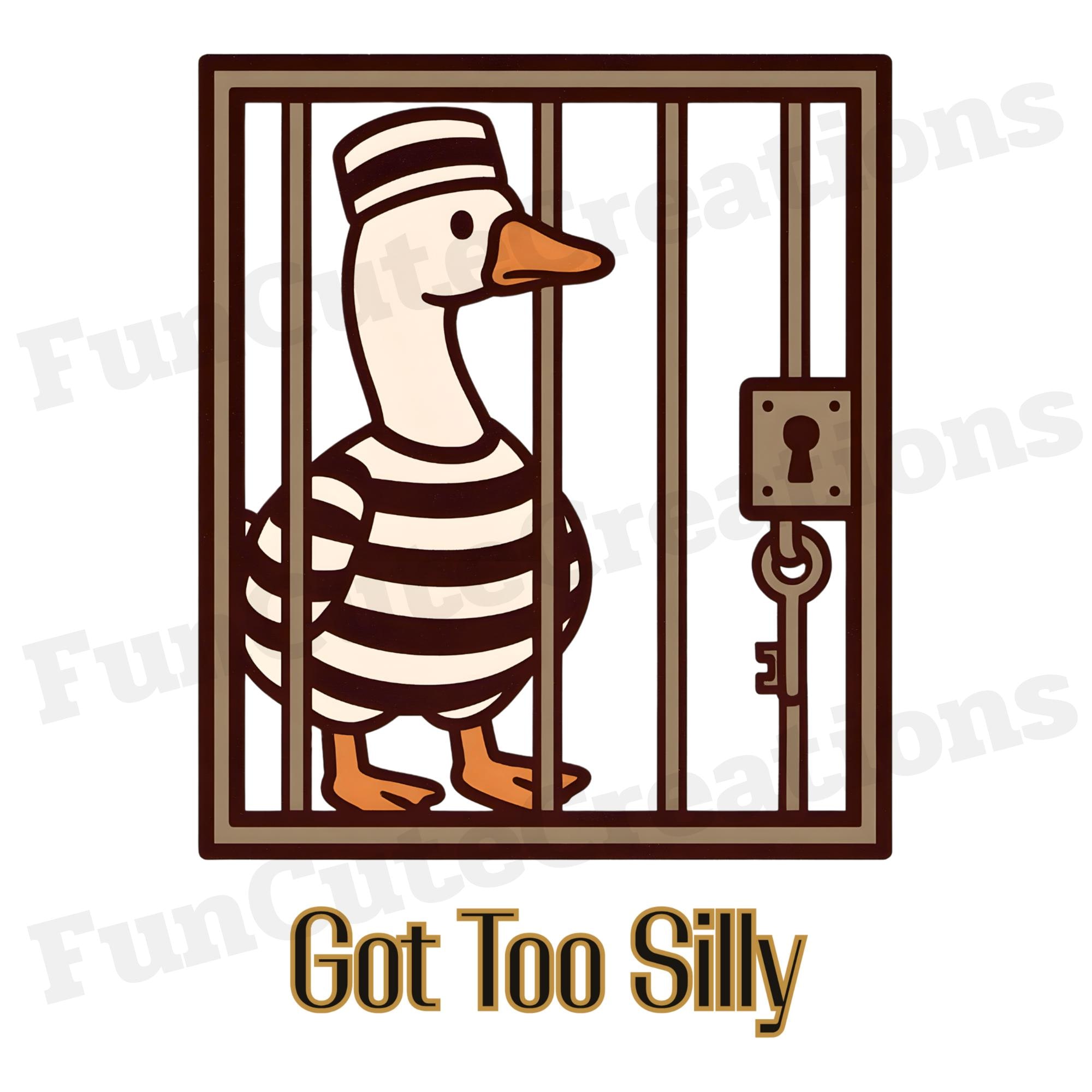 Got Too Silly Goose PNG, Funny Goose in Jail PNG, Silly Goose Humor PNG ...