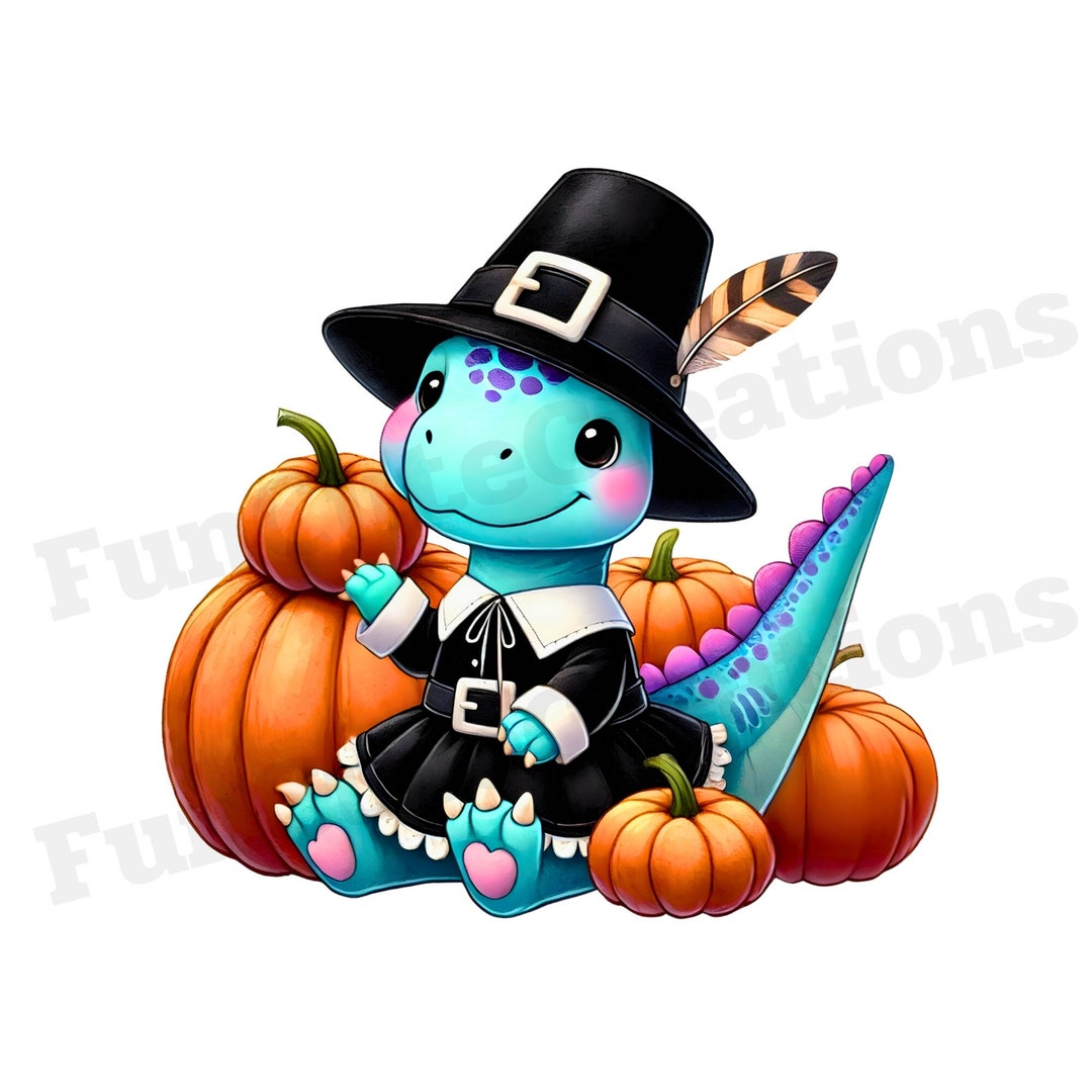 Thanksgiving Dino Clipart, Thanksgiving Dinosaur PNG, Cute Dino Clipart ...