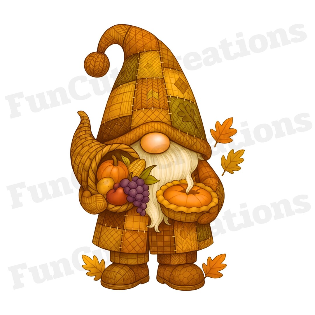 Patchwork Thanksgiving Gnome PNG, Fall Gnome PNG, Pumpkin Gnome PNG ...