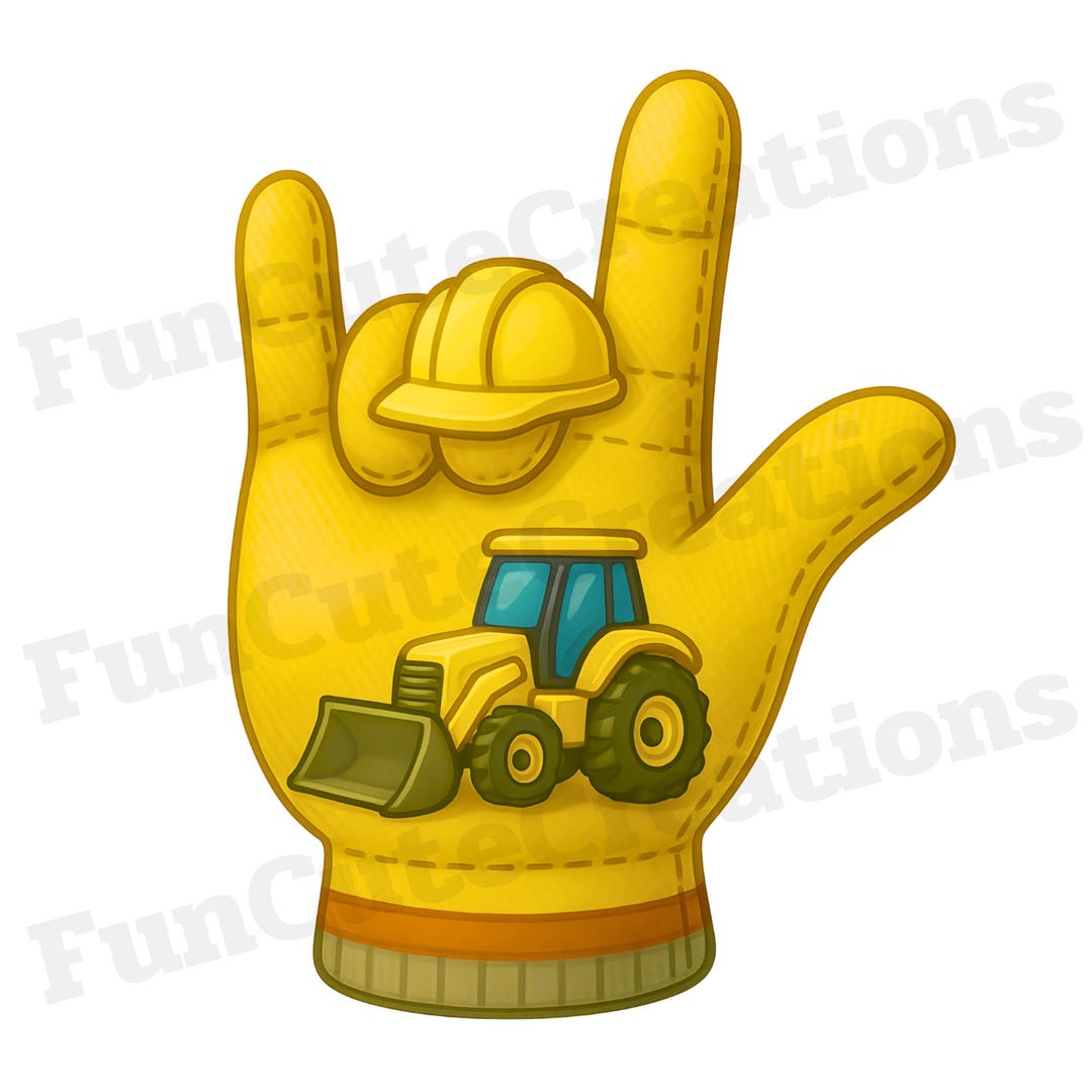 Construction Hand Glove I Love You ASL PNG, Builder Clipart, Hard Hat ...