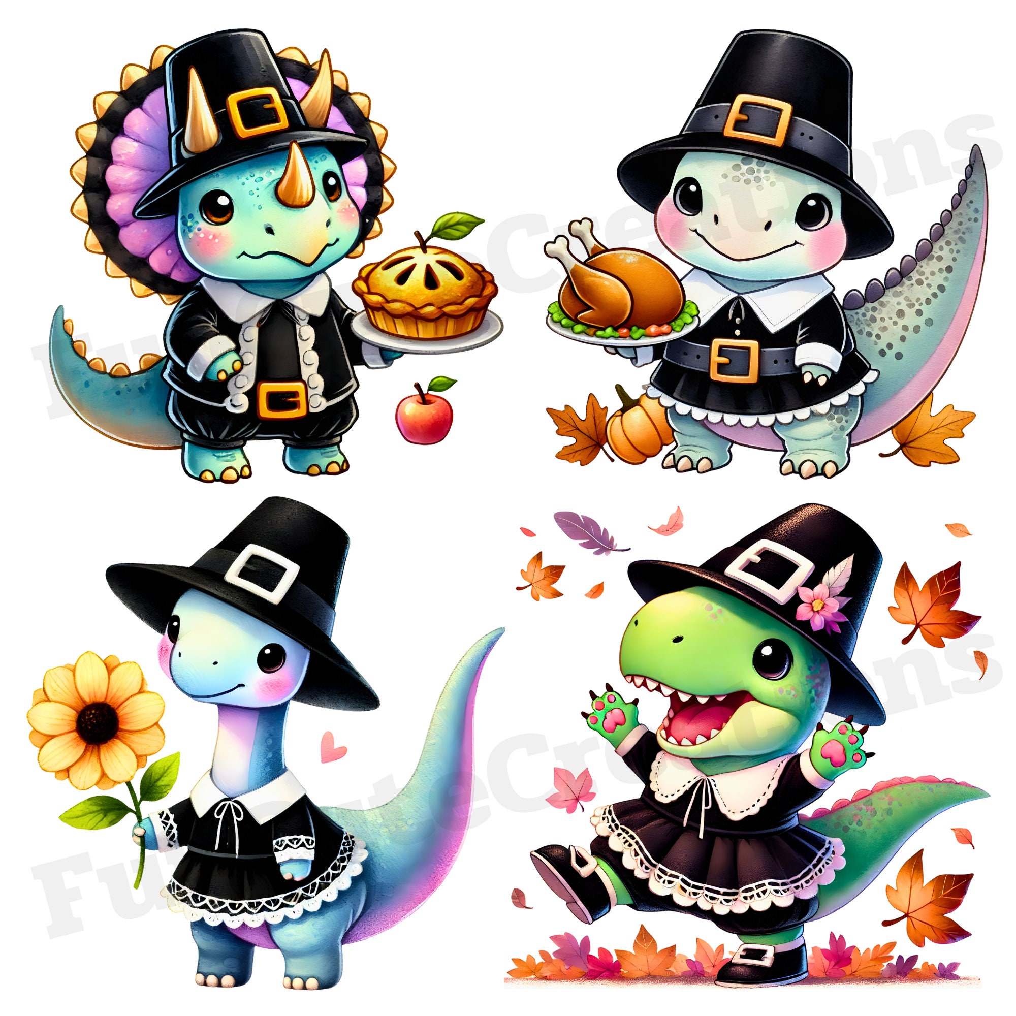 Thanksgiving Dino Clipart, Thanksgiving Dinosaur PNG, Cute Dino Clipart ...