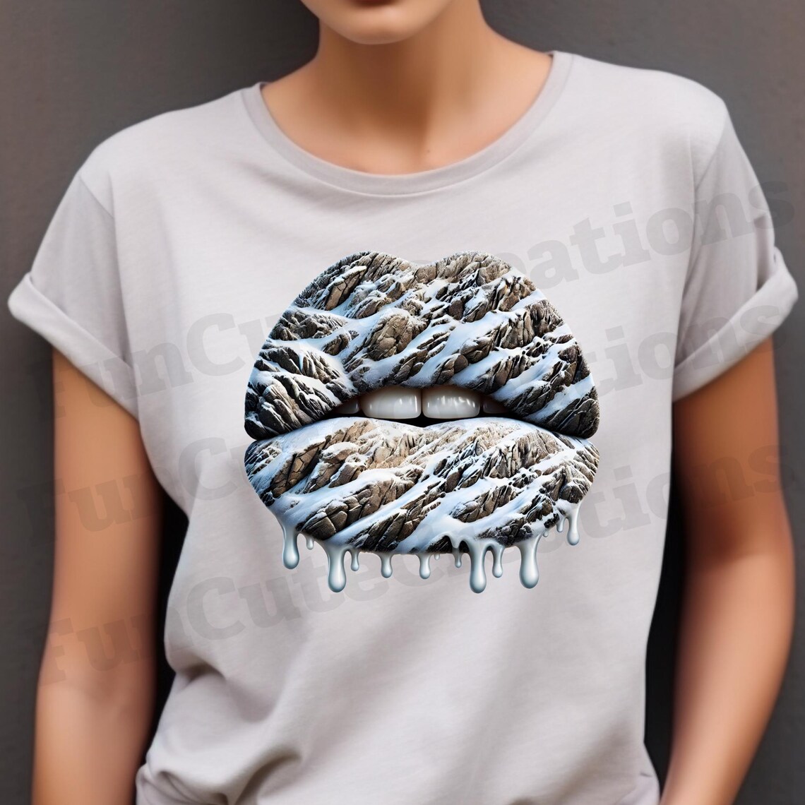 Dripping Lips With Rocks and Snow PNG, Adventure Lips Clipart, Winter ...