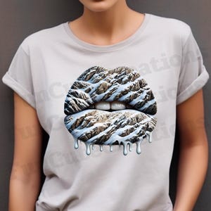 Dripping Lips With Rocks and Snow PNG, Adventure Lips Clipart, Winter ...