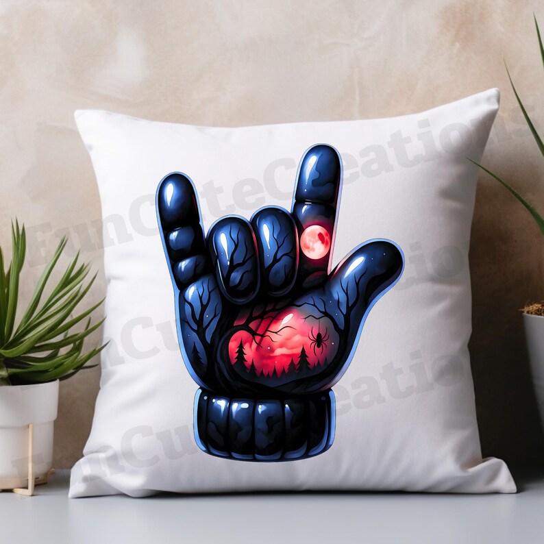 Spooky Forest Hand Glove I Love You ASL PNG, Creepy Forest Sign ...