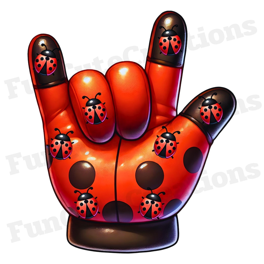 Ladybug Hand Glove I Love You ASL PNG, Ladybug Hand Sign PNG, Spring ...