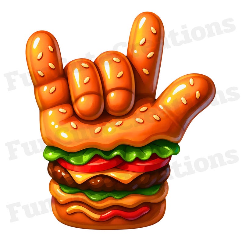 Burger Hand Glove I Love You ASL PNG, Cheeseburger Clipart, Fast Food ...