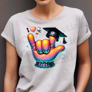 Graduation Cap Hand Glove I Love You ASL PNG, Graduation Cap and ...