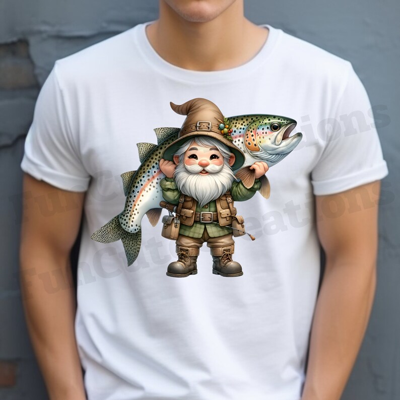 Gnome Trout Watercolor Clipart Bundle, Trout Clipart, Fishing Trout ...