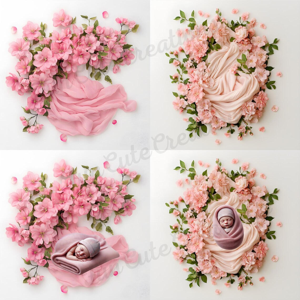 Newborn Backdrop Collection, Newborn Floral Backdrop, Newborn Flower ...