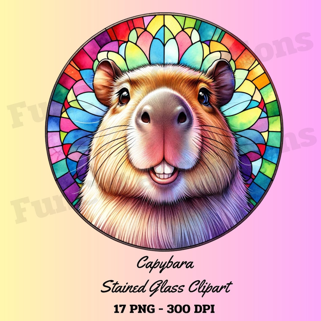 Capybara Stained Glass Watercolor Clipart, Capybara Stained Glass PNG ...