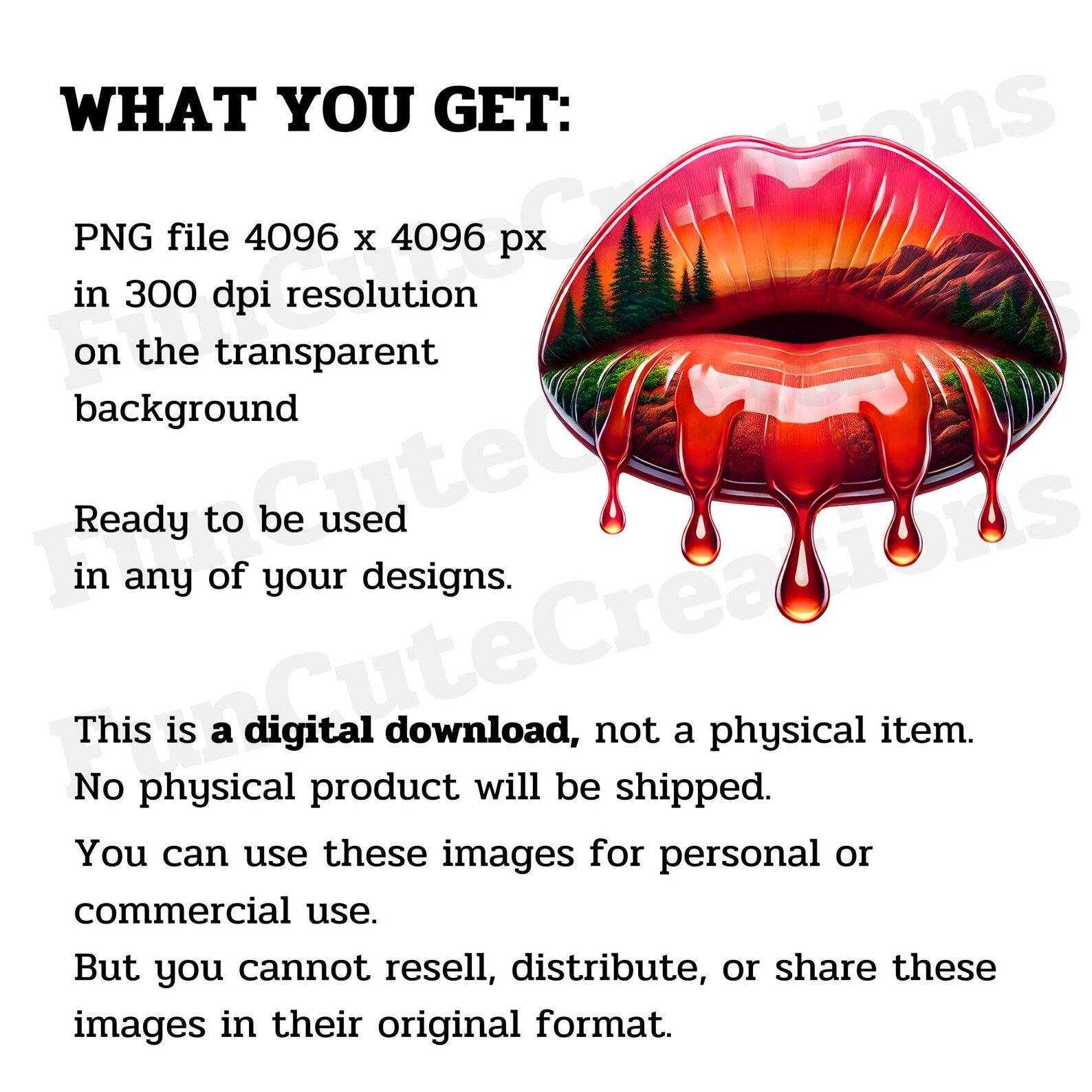 Dripping Lips With Forest View PNG, Forest Lips Clipart, Nature Lips ...