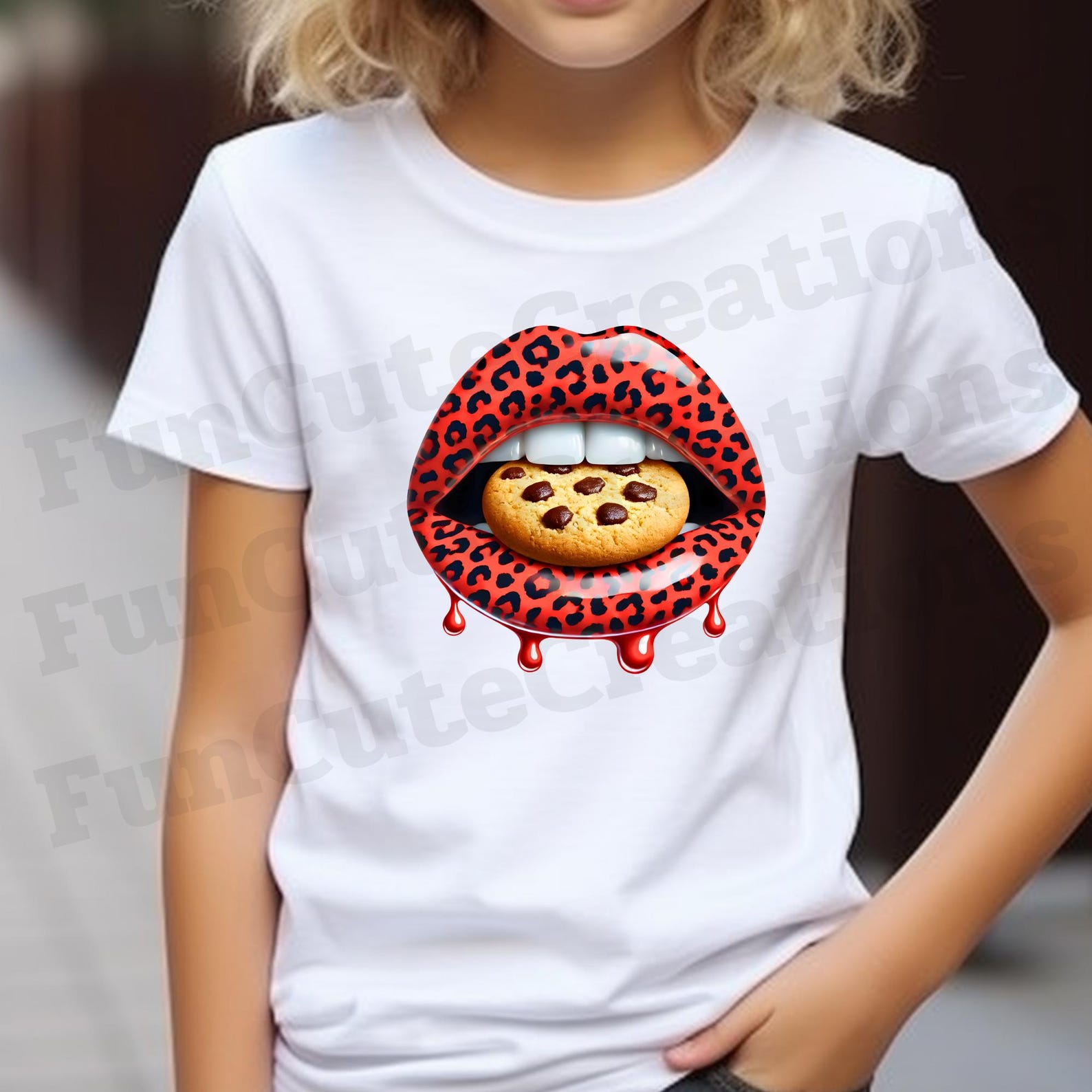 Leopard Dripping Lips With Cookie PNG, Cookie Lips PNG, Animal Print ...