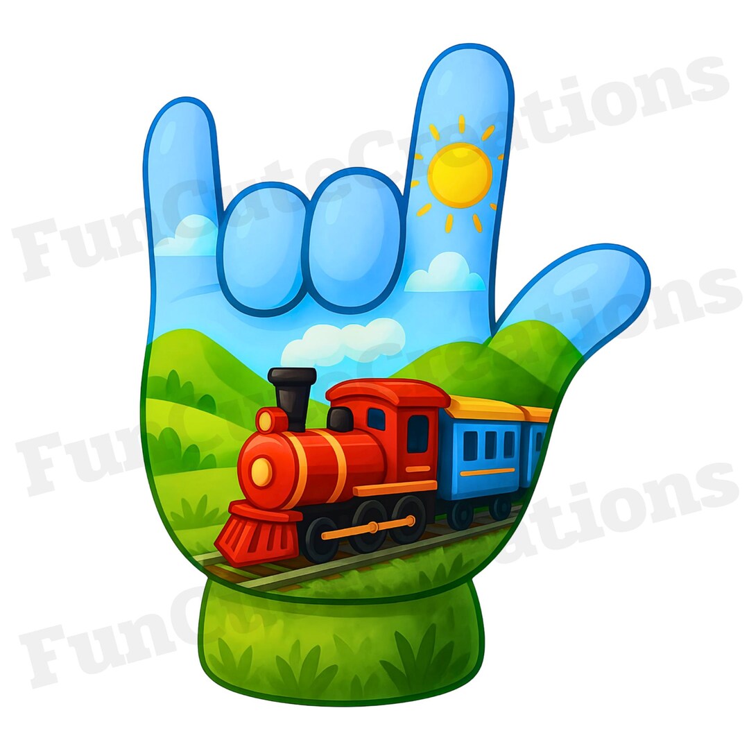 Train Hand Glove I Love You ASL PNG, Cute Steam Train PNG, Train ...