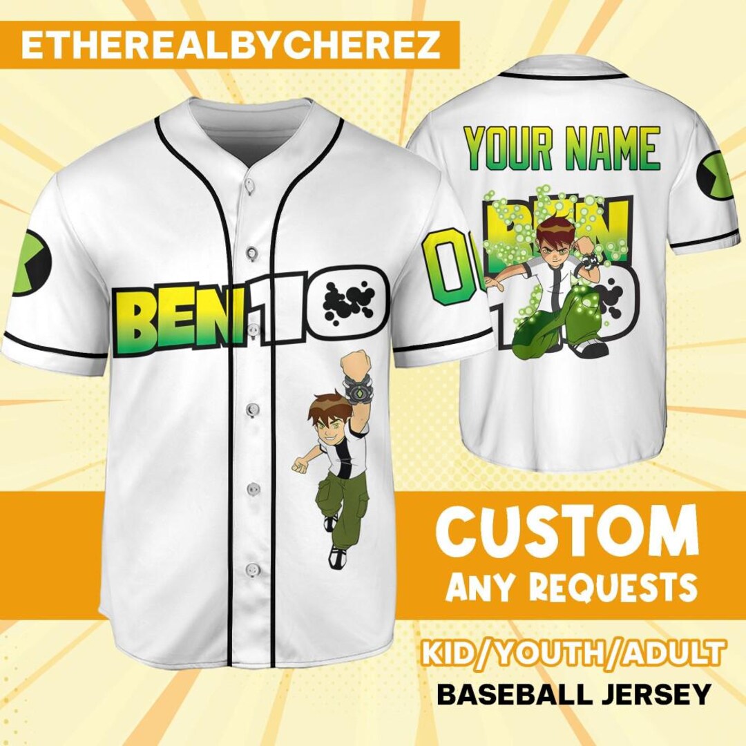 Personalized Ben 10 Awesome White Baseball Jersey, Baseball, Custom ...