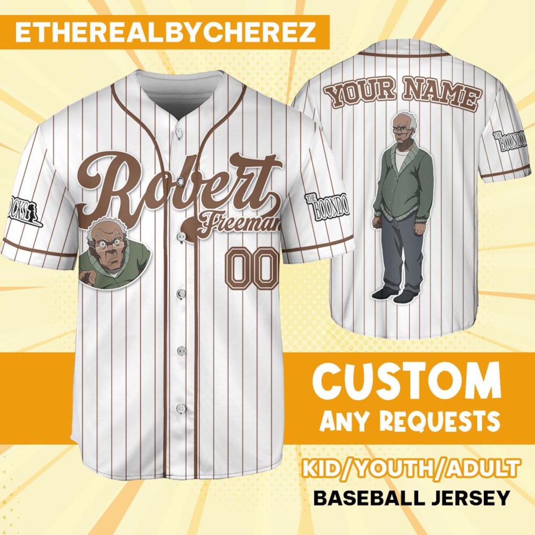 Custom Cartoon Boondocks Robert Freeman Baseball, Cartoon Team Outfit ...