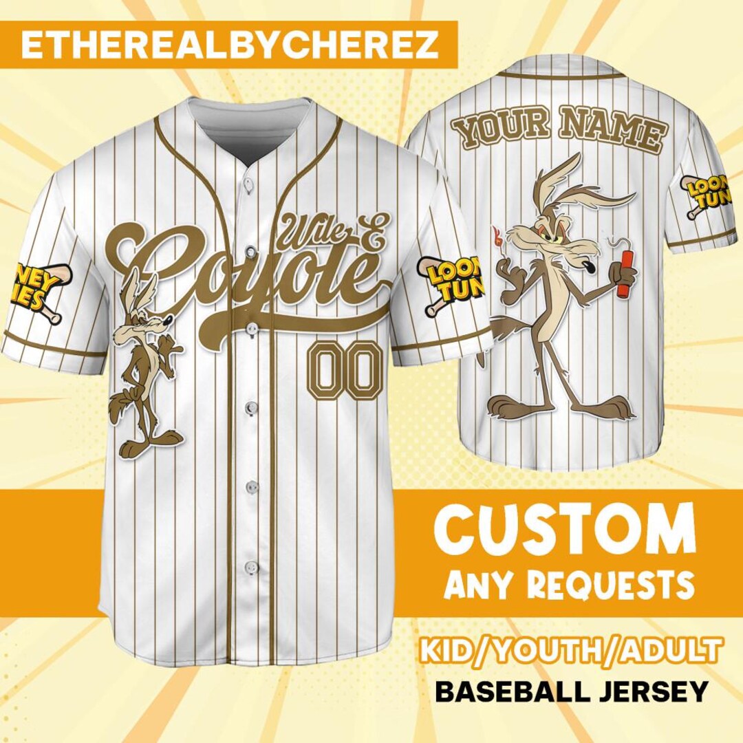 Custom Looney Wile E Coyete Simple Baseball, Custom Kids, Youth, Adult ...