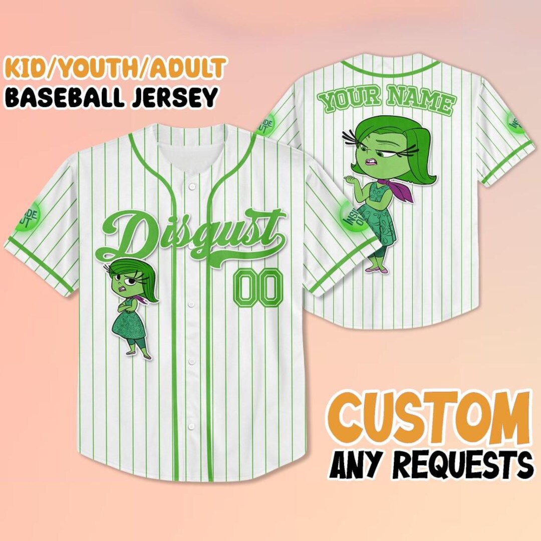 Custom Disney Inside Out Disgust Simple Baseball Jersey, Disney Inside ...