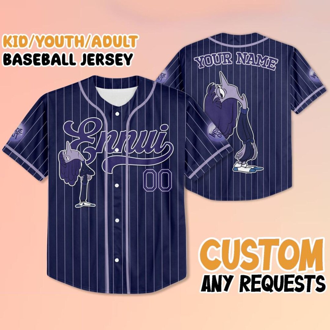 Custom Disney Inside Out Ennui Simple Navy Baseball Jersey, Disney ...