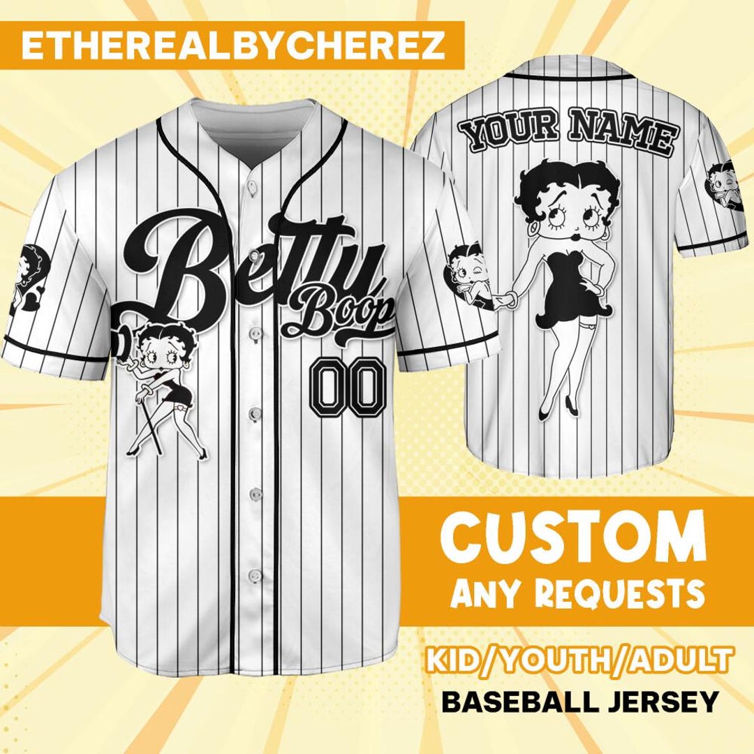 Custom Cartoon Betty Boop White Simple, Cartoon Baseball Team Outfit - Etsy
