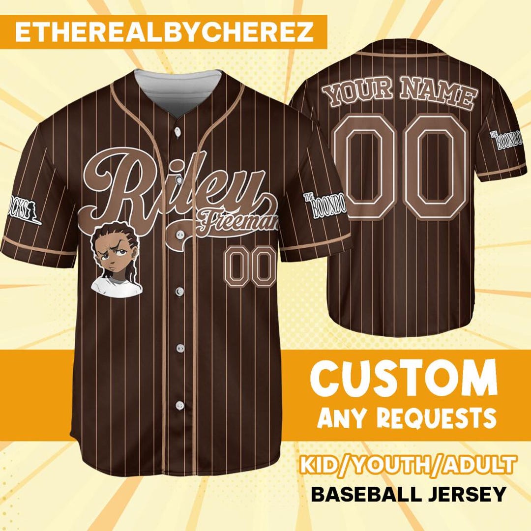 Custom Cartoon Boondocks Riley Freeman Brown Baseball, Cartoon Team ...