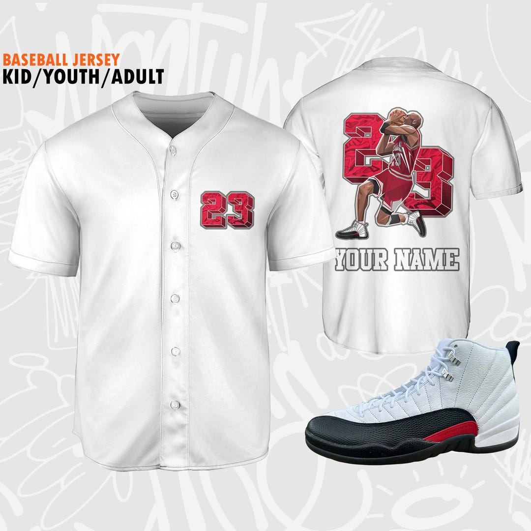 Personalize Number 23 MJ Jersey to Match AJ 12 Retro Red Taxi, Baseball ...