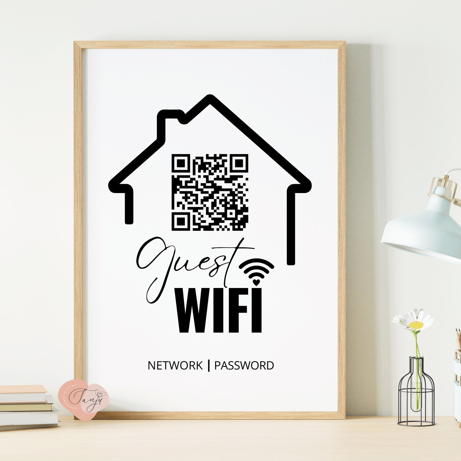 Guest Wifi Sign I Wifi Password Sign Printable I Editable Free Wifi Sign Template I Wifi Sign QR ...
