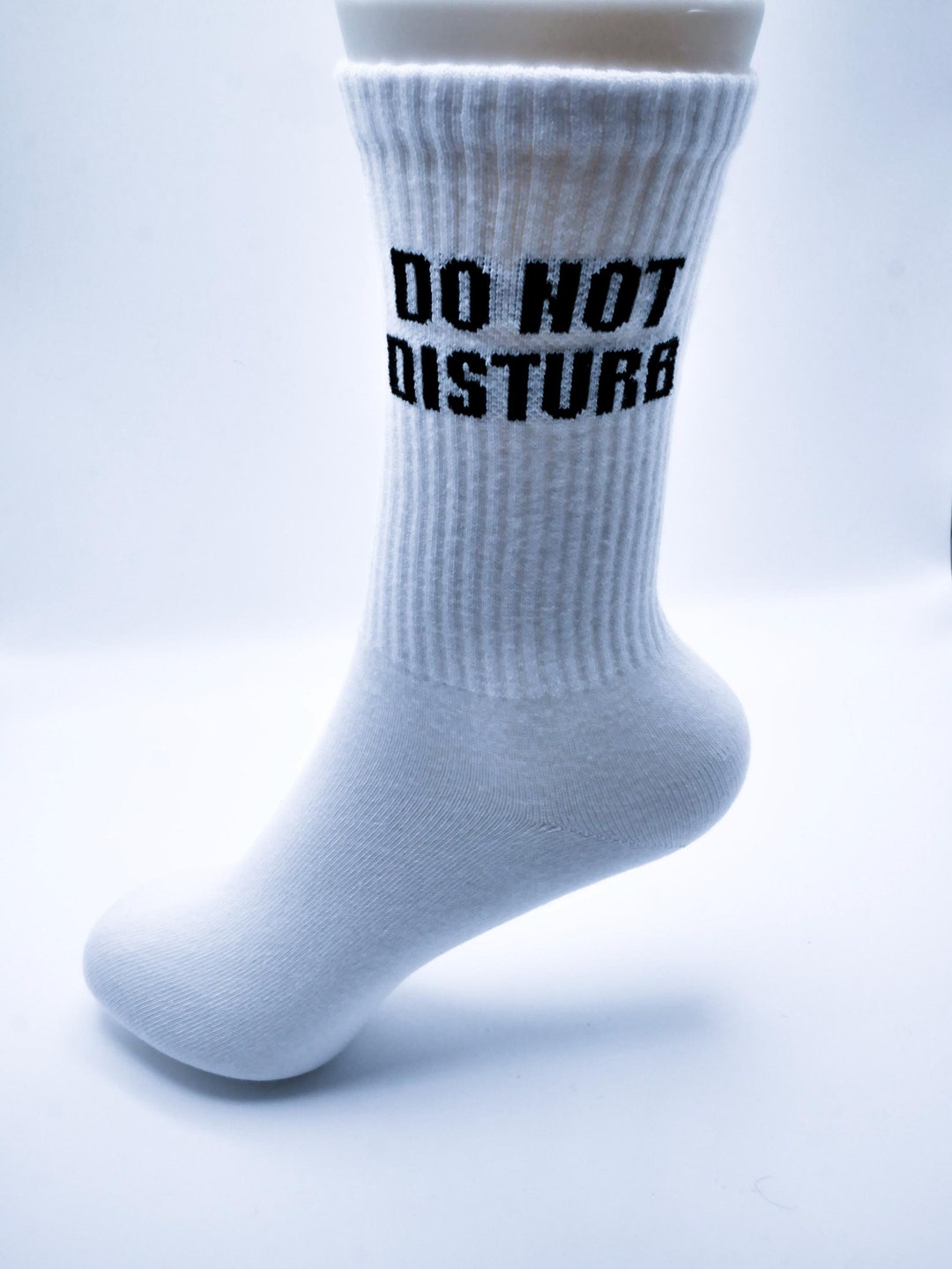 Do Not Disturb Slogan Socks, White Socks, Gym Socks, Fun Socks, Tennis ...