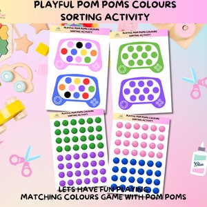 Color Sorting With Pom Poms Printable Montessori Cute Fun Activity ...