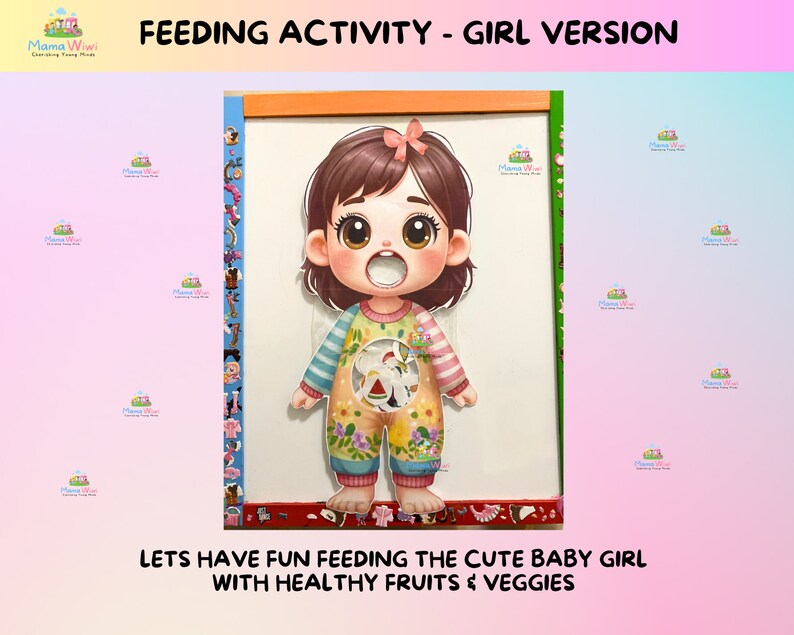 Feeding Printable Activity, Girl Version, Fine Motor Skills for Toddler ...