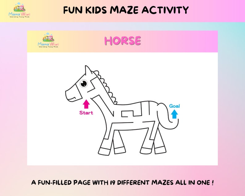 Printable Fun and Easy Kids Maze Activity, Maze Digital Workbook for ...