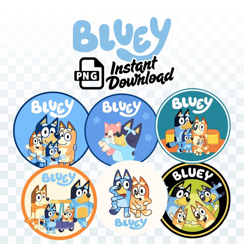 Bluey Design PNG Download Round Shape Transparent Background | Instant ...