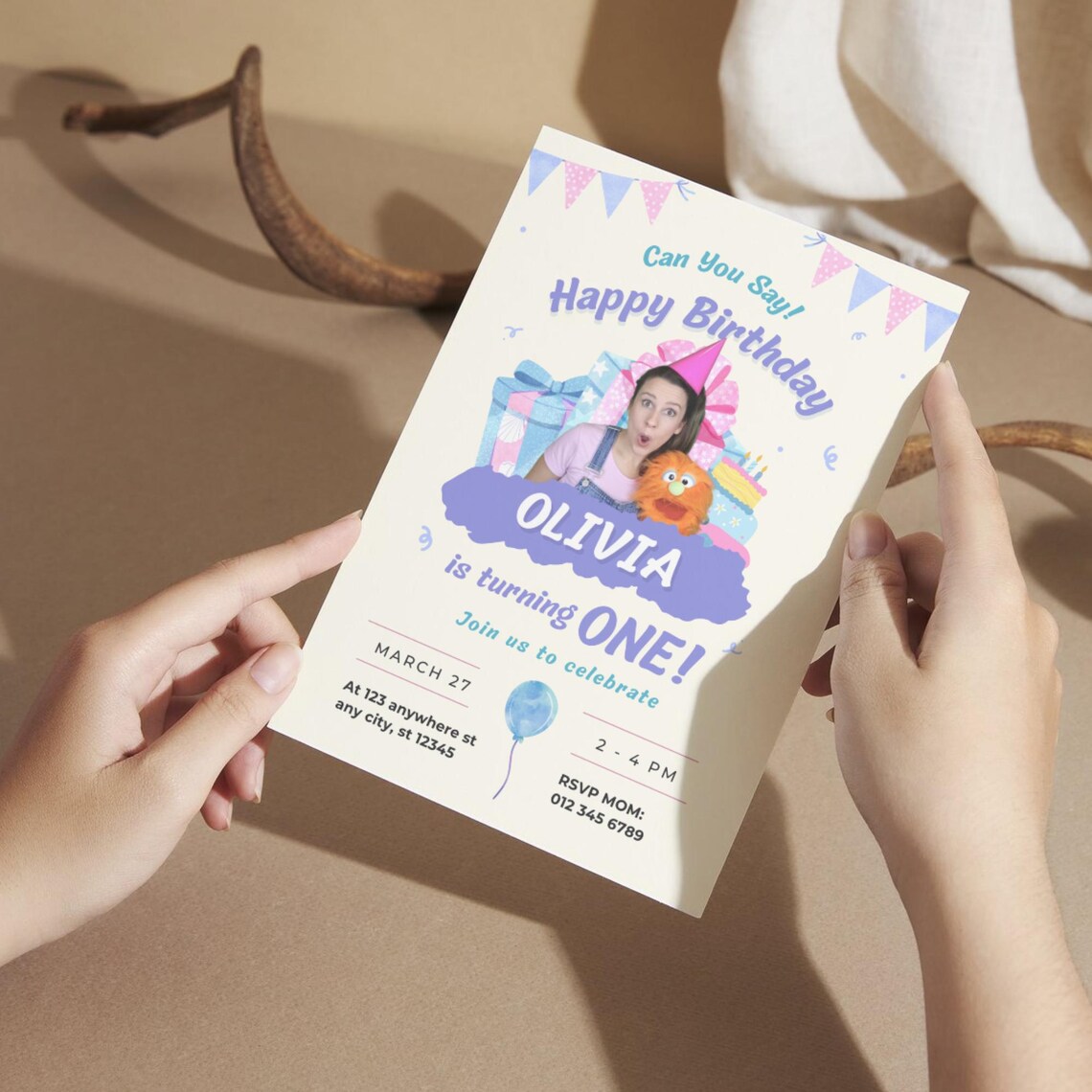 Ms. Rachel Birthday Invitation Template: Self-edited Digital Invitation ...