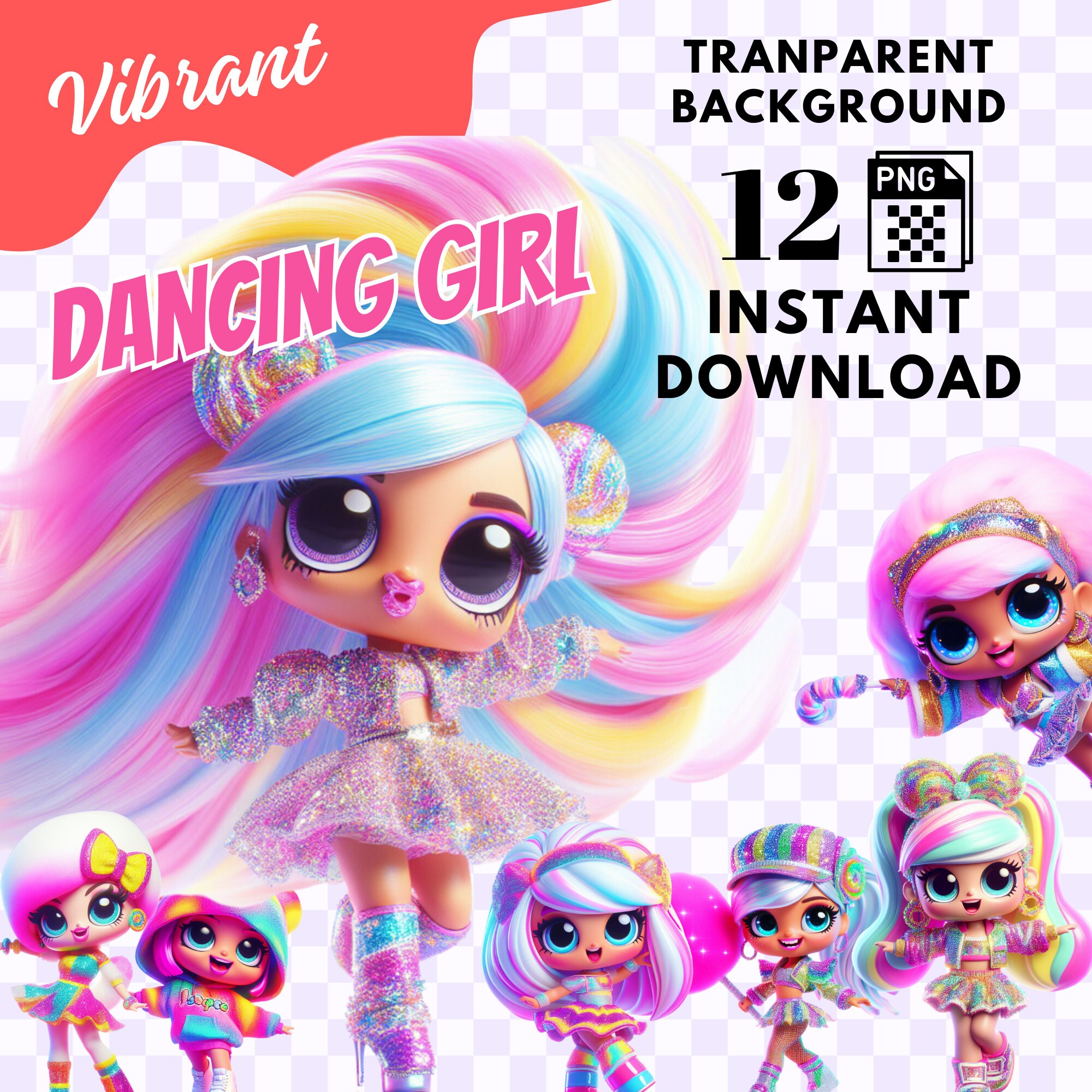 PNG Download Dynamic Dancing Girl Characters Clipart Set | Vibrant ...