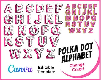 Polka Dot Alphabet Canva Template: Customizable Letter Designs (digital ...