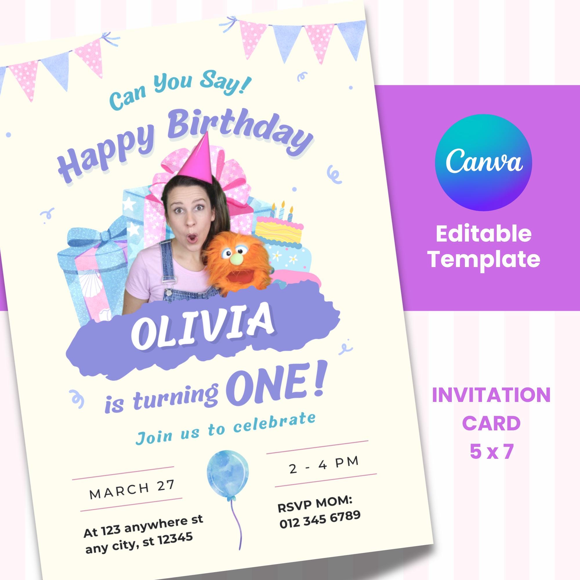 Ms. Rachel Birthday Invitation Template: Self-edited Digital Invitation ...
