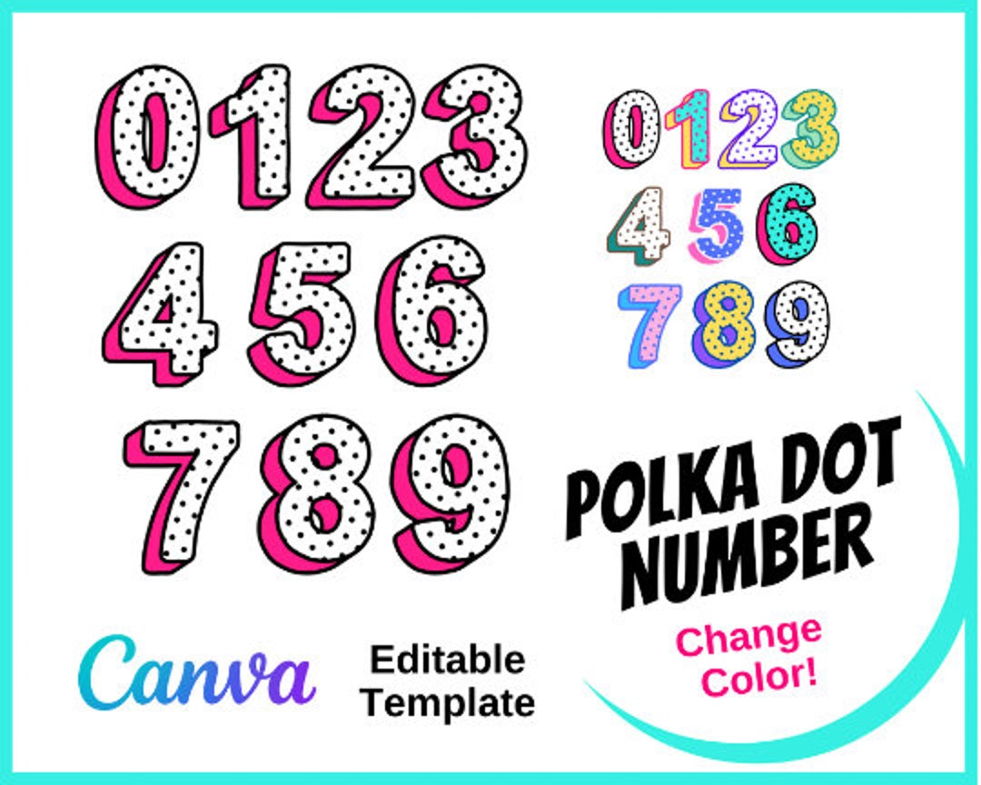Canva Template, Polka Dot Alphabet Number for Canva User Canva Editable ...