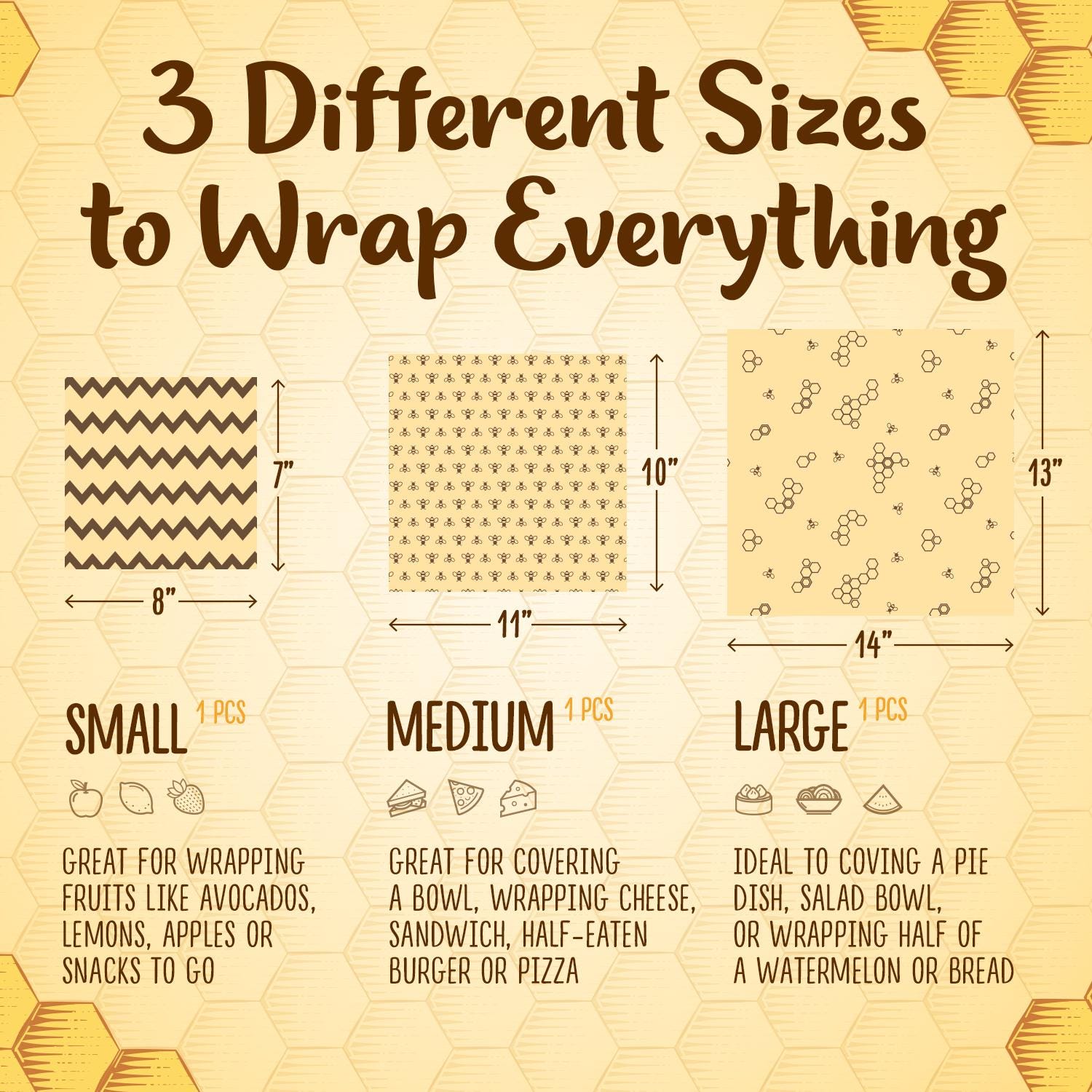 Eco-friendly Reusable Beeswax Food Wraps -organic Cotton, Natural ...