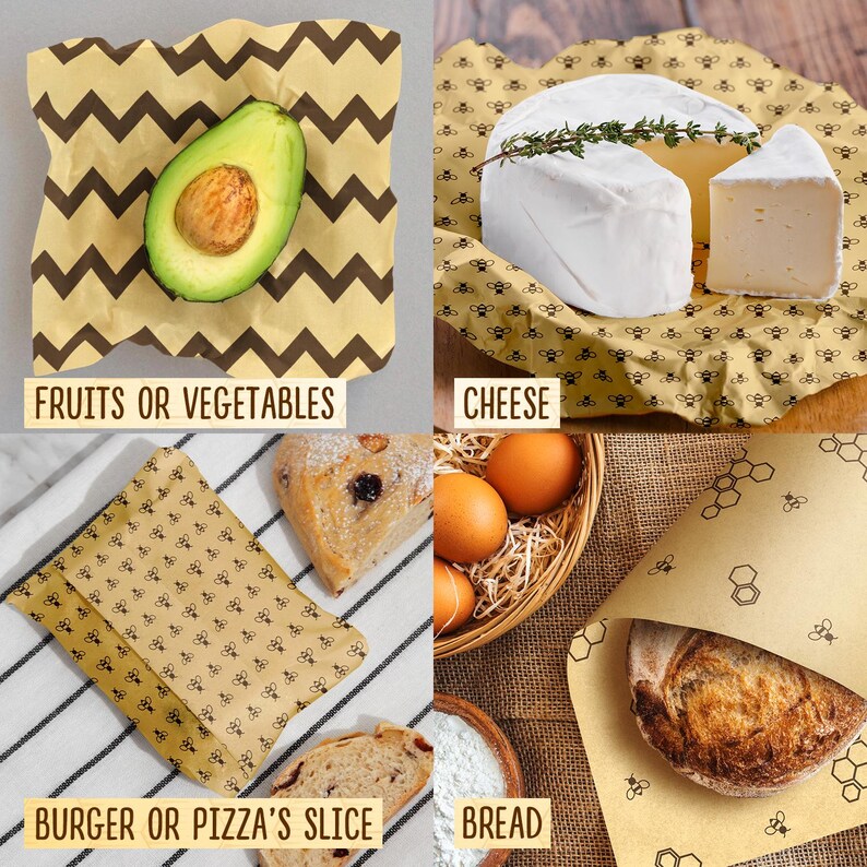 Eco-friendly Reusable Beeswax Food Wraps -organic Cotton, Natural ...